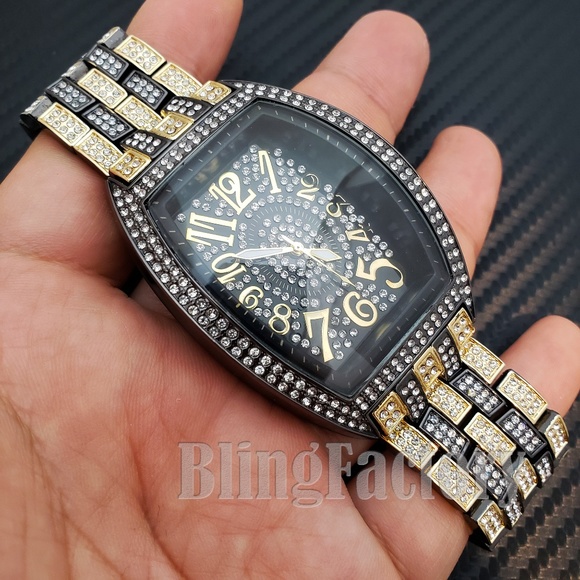 Accessories | Hip Hop Iced Out Two Tone Urban Style Metal Watch | Poshmark